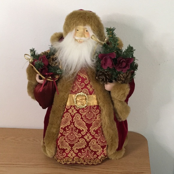 Holiday | New No Box Christmas Santa Tree Topper Gold Burgundy Green ...